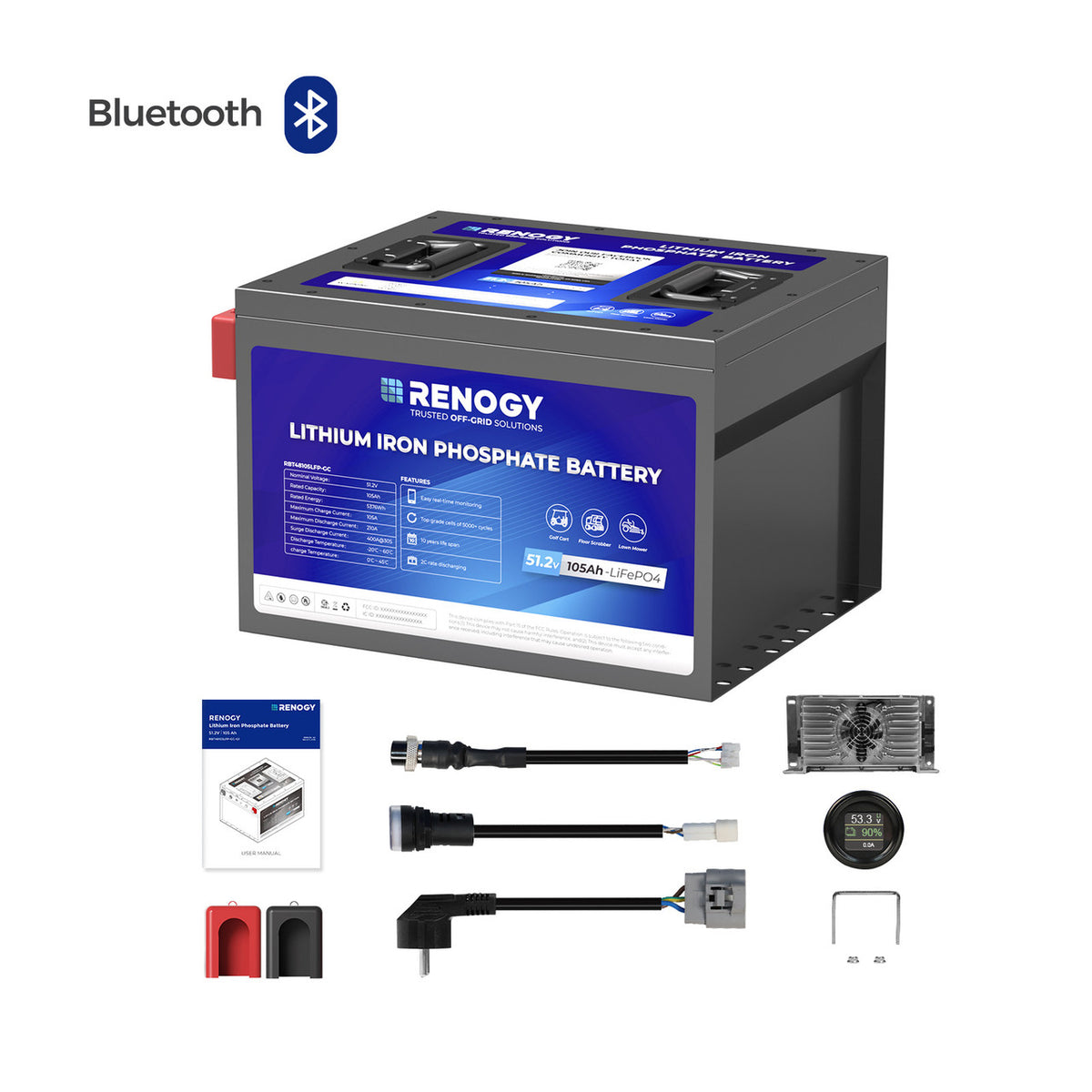 48V 105Ah Golf Cart Lithium Iron Phosphate Battery | Renogy CA